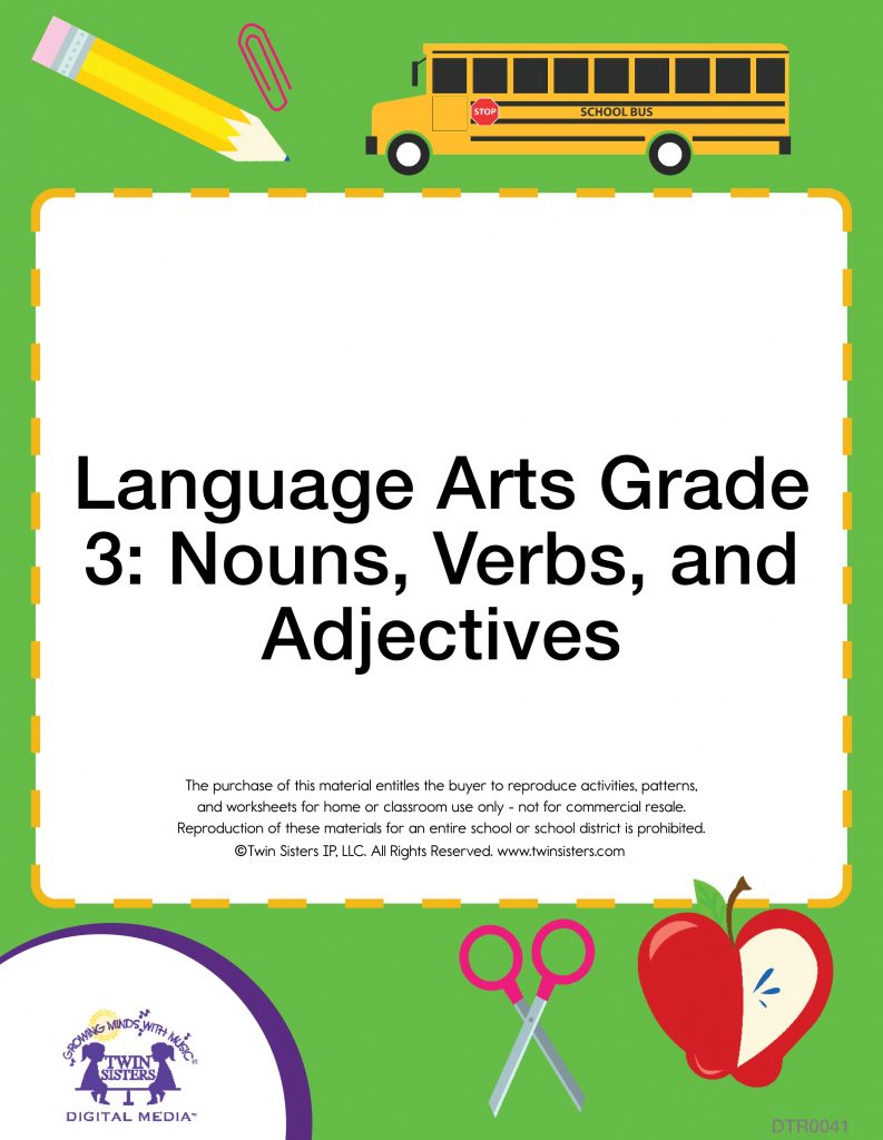 Language Arts Grade 3: Nouns, Verbs, And Adjectives | Twin Sisters