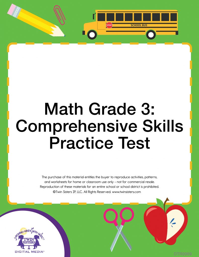 Math Grade 3: Comprehensive Skills Practice Test | Twin Sisters